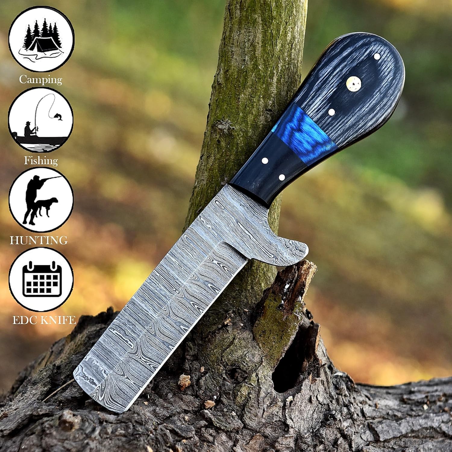 Handmade Damascus Bull Cutter Knife Cowboy Fixed Blade W/ Sheath ...