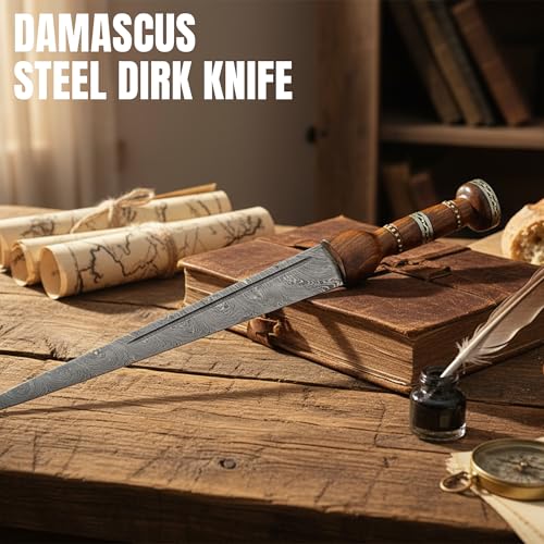 Handmade Damascus Steel Dirk Knife Full Tang Blade | Markhor Knives ...