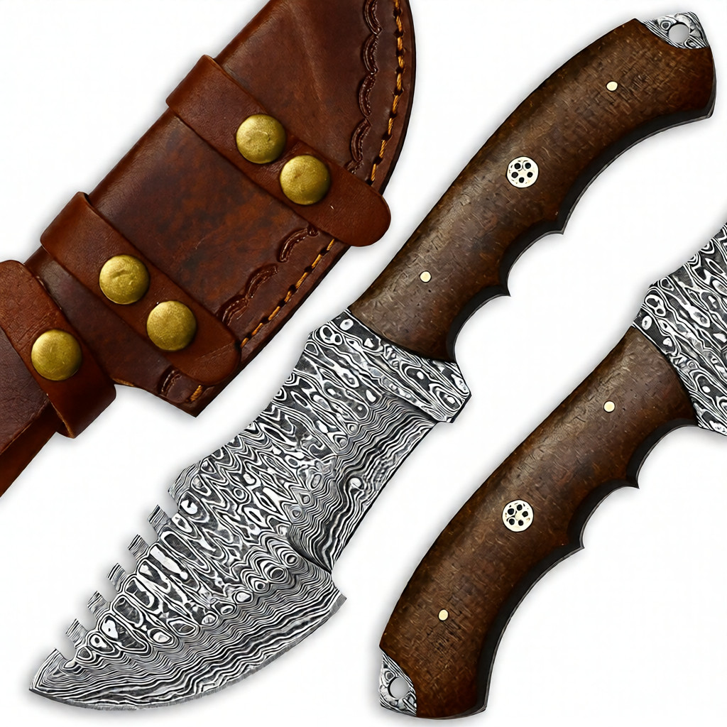 Handmade Damascus Steel Tracker Knife 10-Inch With Micarta Handle ...