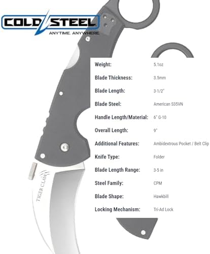 Razor-Sharp Hawkbill Knife With Tri-Ad Lock – Tiger Claw | Markhor ...